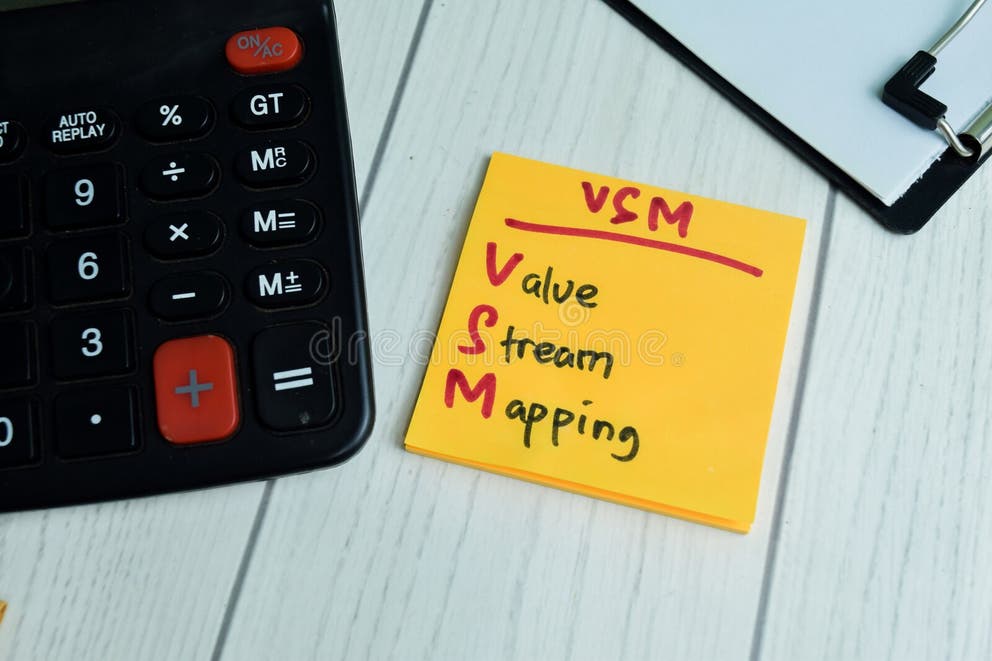 Concept of VSM - Value Stream Mapping Write on Sticky Notes Isolated on ...