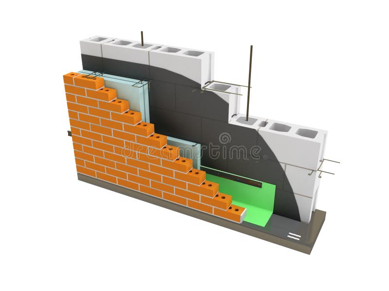 Construction Masonry with Brick and Stone 3d Render on White Background ...