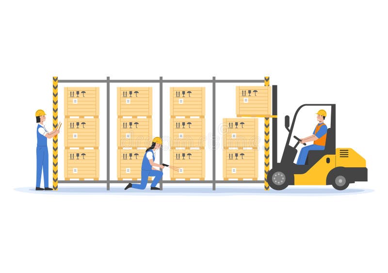 Concept of Warehouse and Courier Delivery. Storehouse Workers in ...