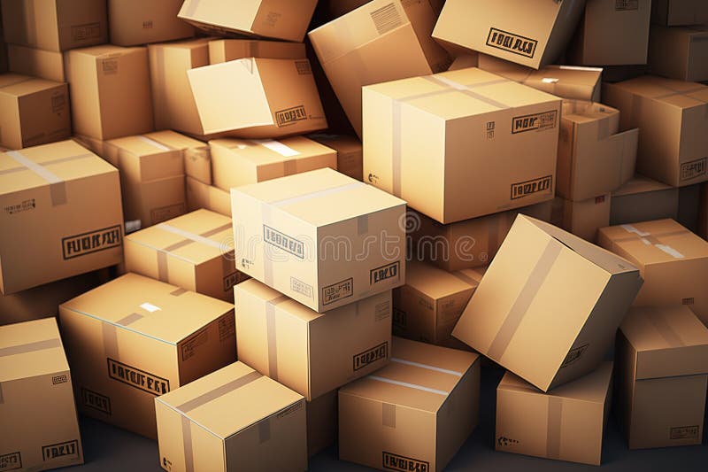 Concept Warehouse Parcels Boxes Delivery Cardboard Stack Stock ...