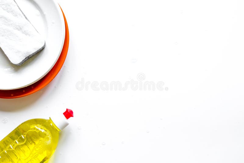 Concept of Washing Dishes on White Background Top View Stock Photo ...