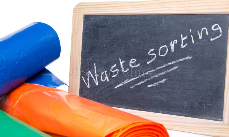 Concept about Waste Sorting with Trash Bags in Different Colors Stock ...