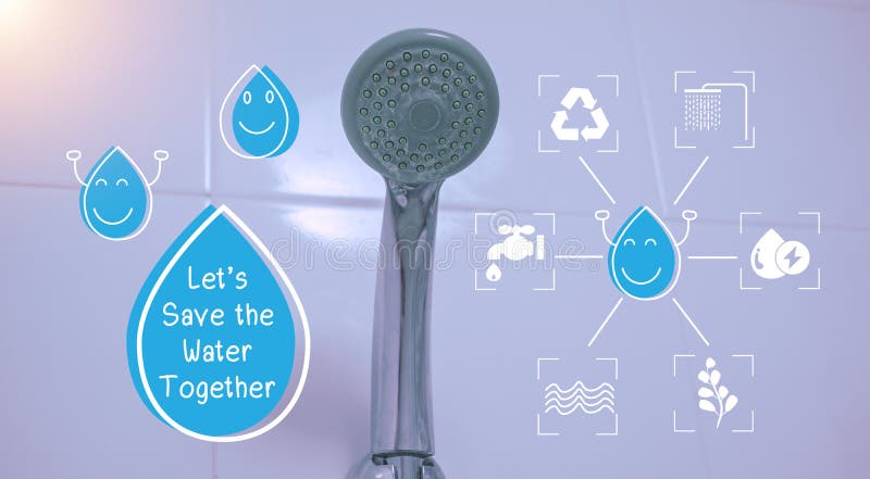 Concept : Water Saving. Water Drop Icon and Message Help Save Water for ...