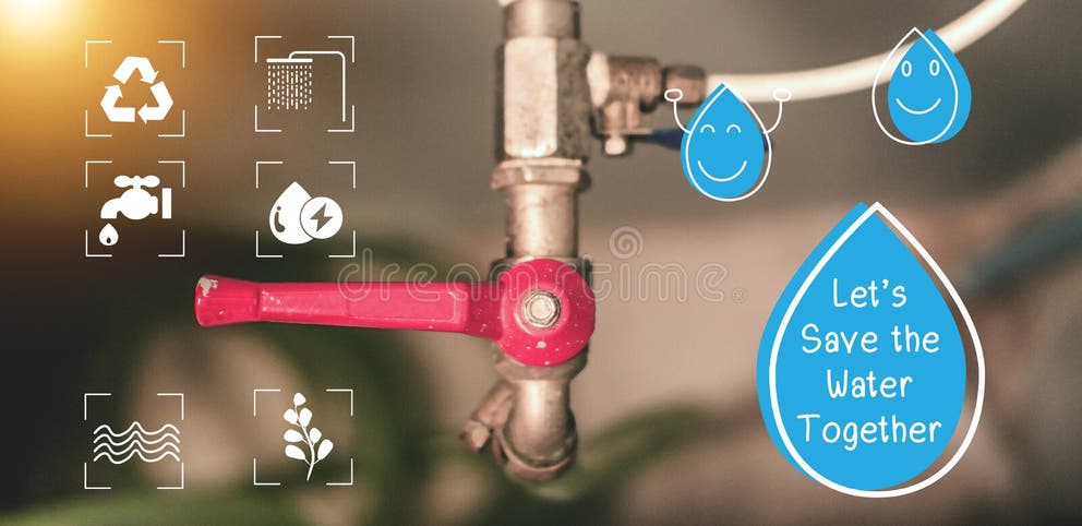 Concept : Water Saving. Water Drop Icon and Message Help Save Water for ...