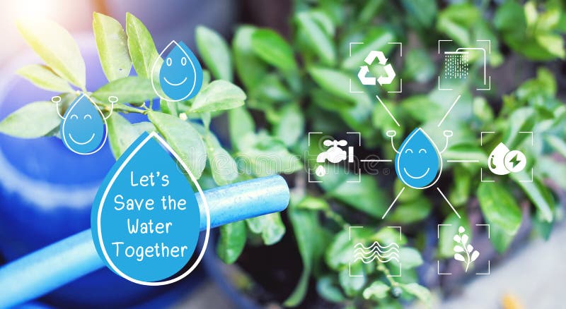 Concept : Water Saving. Water Drop Icon and Message Help Save Water for ...