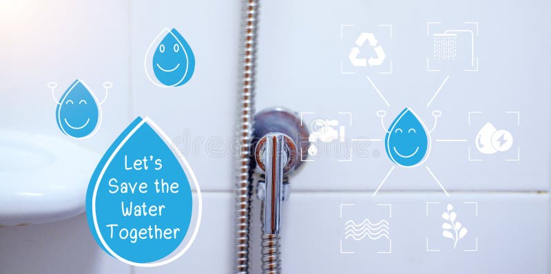 Concept : Water Saving. Water Drop Icon and Message Help Save Water for ...