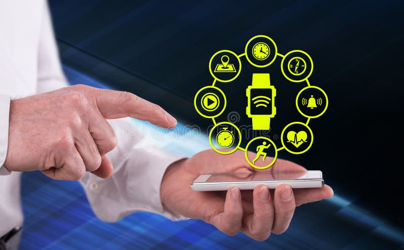 Wearable Technology Concept on a Smartphone Stock Photo - Image of ...