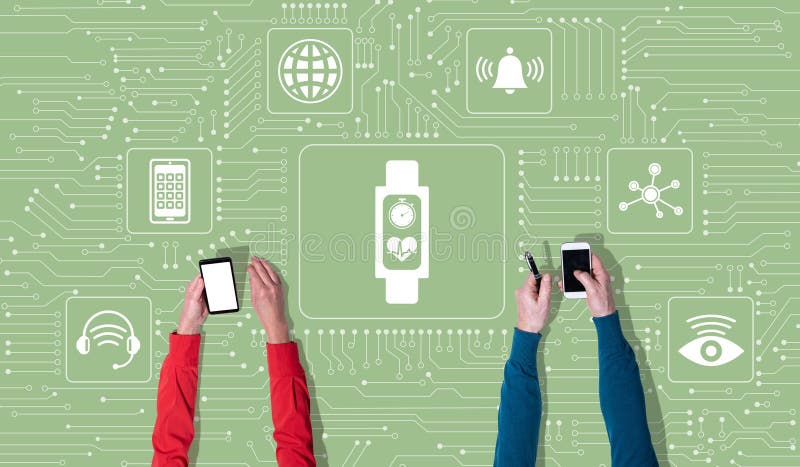 Wearable Technology Concept on a Smartphone Stock Photo - Image of ...