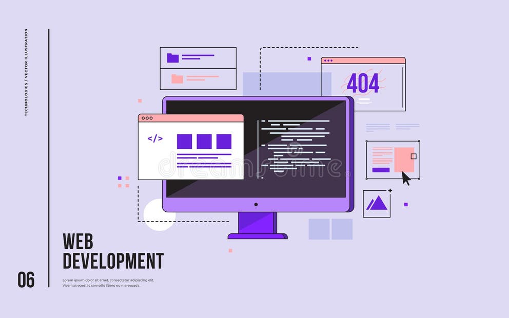 Concept of Web Development, Programming, Coding and Web Design. Monitor ...