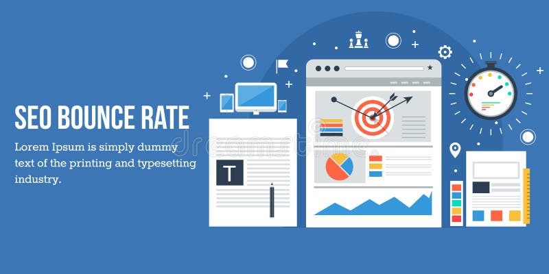 Seo Bounce Rate. Flat Design Vector Illustration - Web Banner. Stock ...