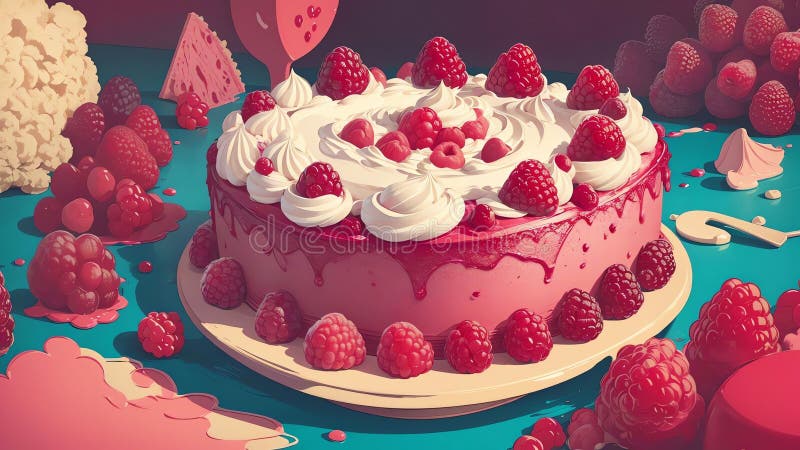 Whimsical Raspberry Delight.AI Generated Stock Illustration ...