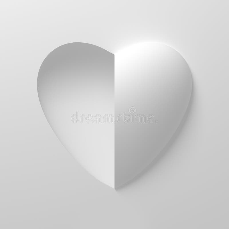 Concept of White Heart Shape on White Background Stock Illustration ...