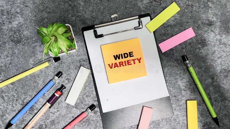 Concept of Wide Variety Write on Sticky Notes Isolated on Wooden Table ...