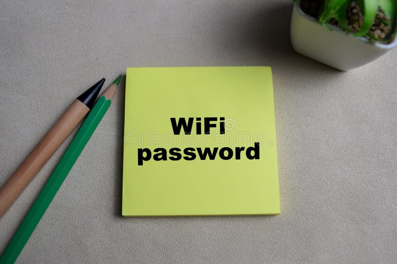 Concept of Wifi Password Write on Sticky Notes Isolated on Wooden Table ...
