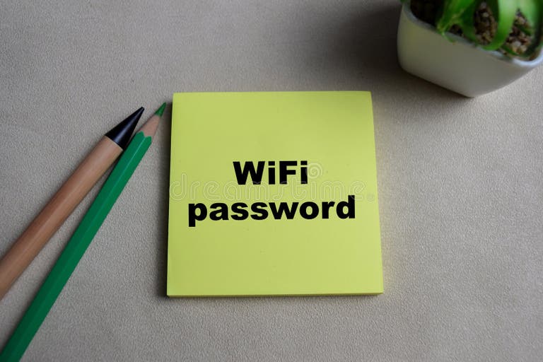 Concept of Wifi Password Write on Sticky Notes Isolated on Wooden Table ...