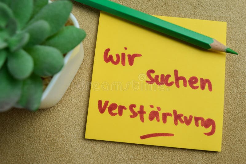 Concept of Wir Suchen Verstarkung Write on Sticky Notes Isolated on ... Concept of Wir Suchen Verstarkung Write on Sticky Notes Isolated on ...