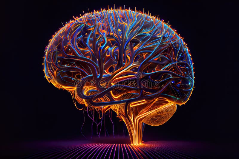 Wired Brain Illustration Next Step To Artificial Intelligence ...
