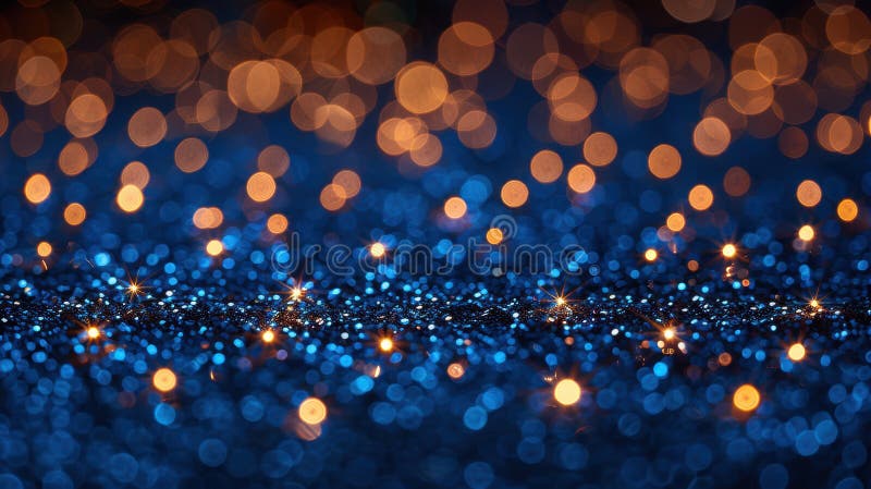 Blue Background, Dark Blue Sparkles, Gold Splashes and Flowers Stock ...