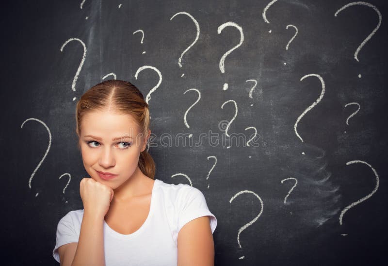 Woman Making a Decision with Arrows and Question Mark Above Her Stock ...