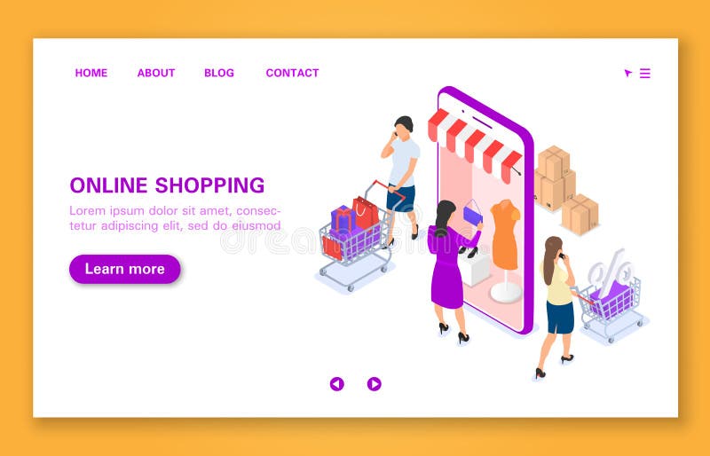 The Concept of Women S Shopping in the Online Store. Stock Vector ...