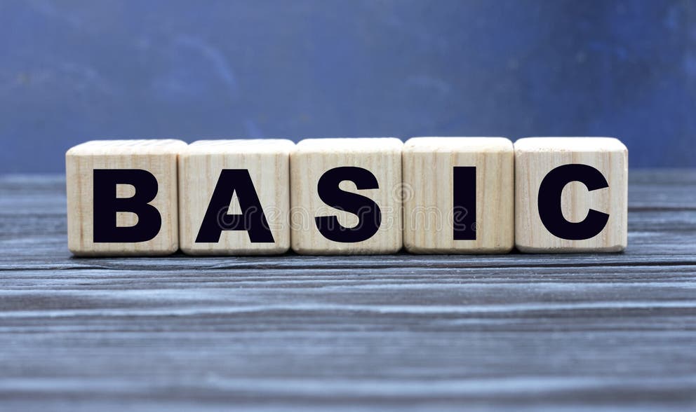 Concept Word BASIC on Cubes on a Beautiful Gray Blue Background Stock ...