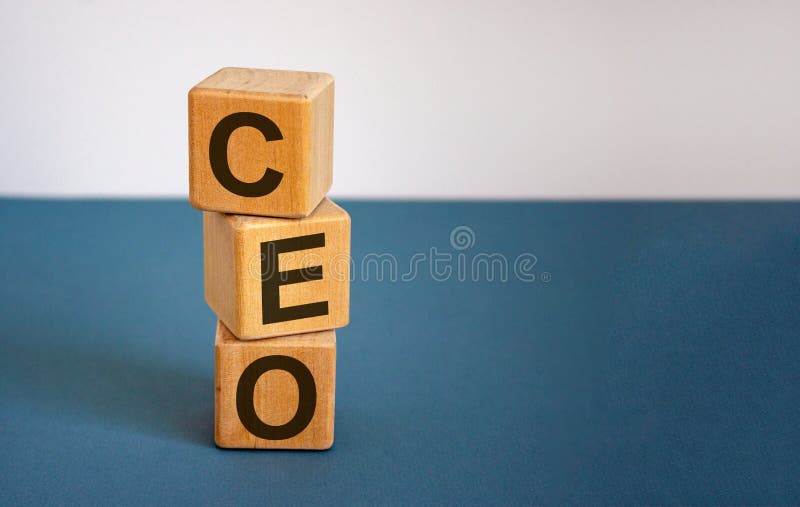 Concept Word `CEO` on Cubes on a Beautiful Blue Background. Business ...