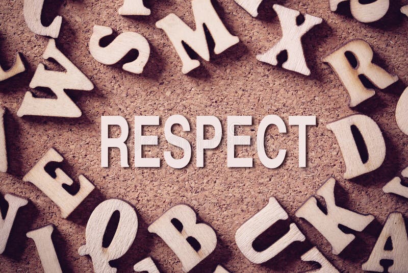 Le respect de mot photo stock. Image du bulletin, wooden - 53073040