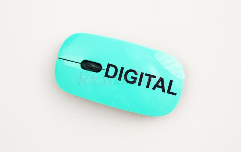 Concept Word DIGITAL on Computer Mouse Isolated on White Background ...