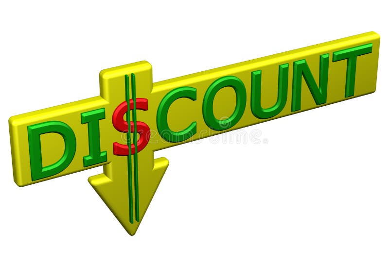Concept: Word Discount with Arrow. 3D Rendering. Stock Illustration ...