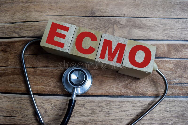 Concept Word ECMO on Wooden Blocks on a Wooden Table with Stethoscope ...