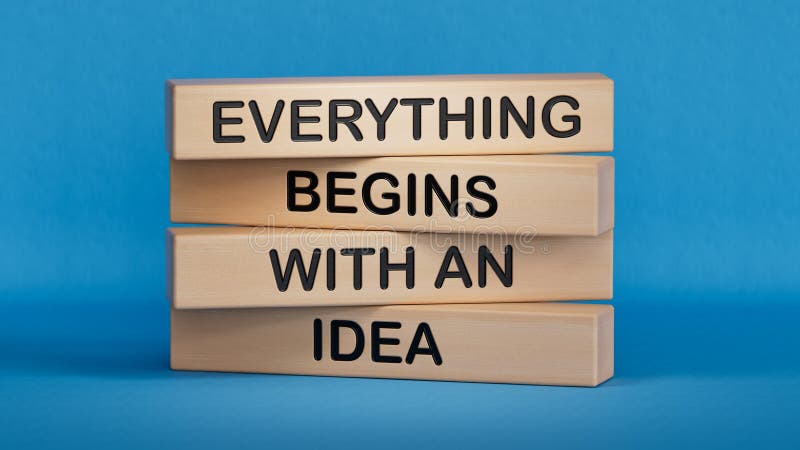 Concept Word Everything Begins with an Idea on Wooden Blocks. Stock ...