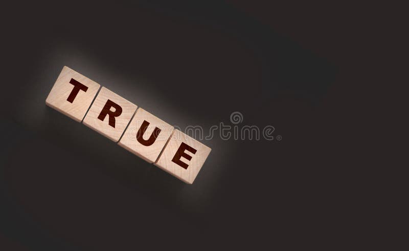 Concept Word True on Wooden Cubes on Black Background Stock Photo ...