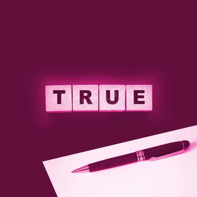Concept Word True on Wooden Cubes on Black Background Stock Image ...