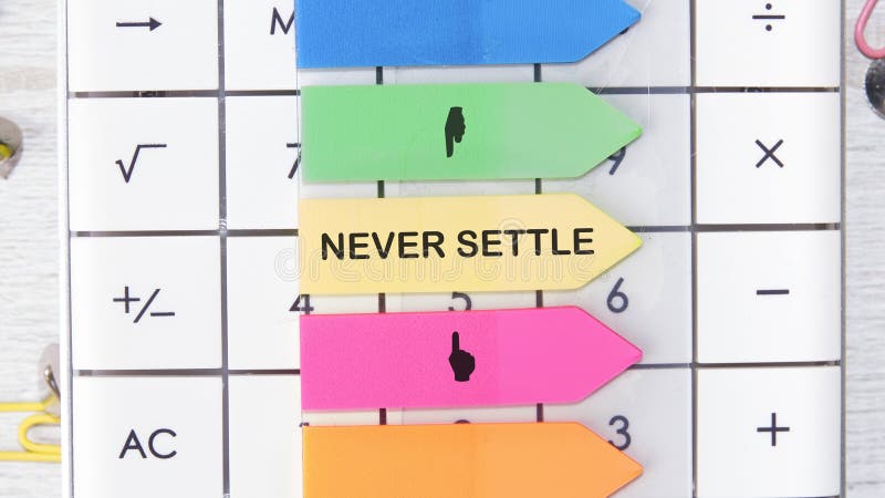 Concept Words NEVER SETTLE Motivating Messages are Placed on the ...