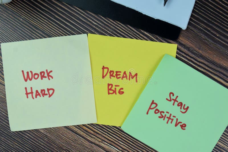 Concept of Stay Positive Write on Sticky Notes Isolated on Wooden Table ...