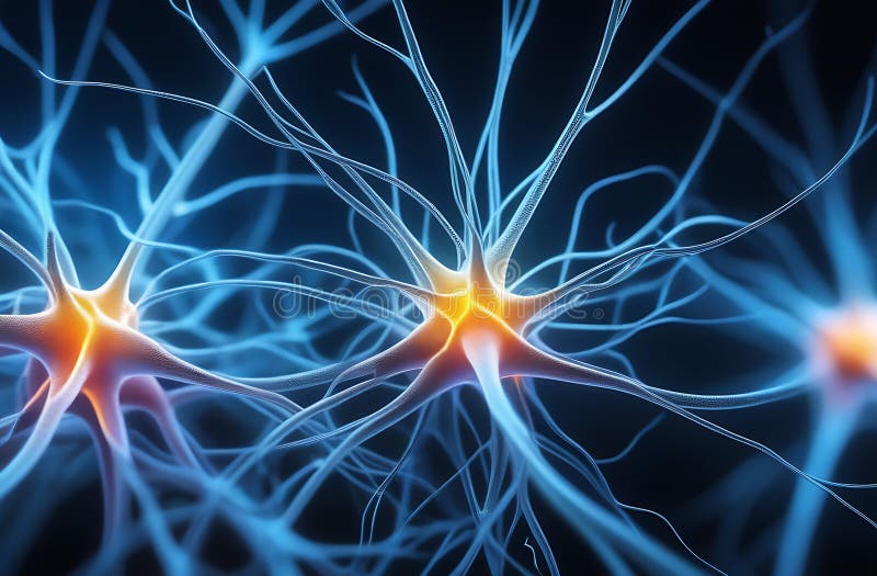 Concept of Work of Nerve Cells and Nerve Endings in the Brain Stock ...