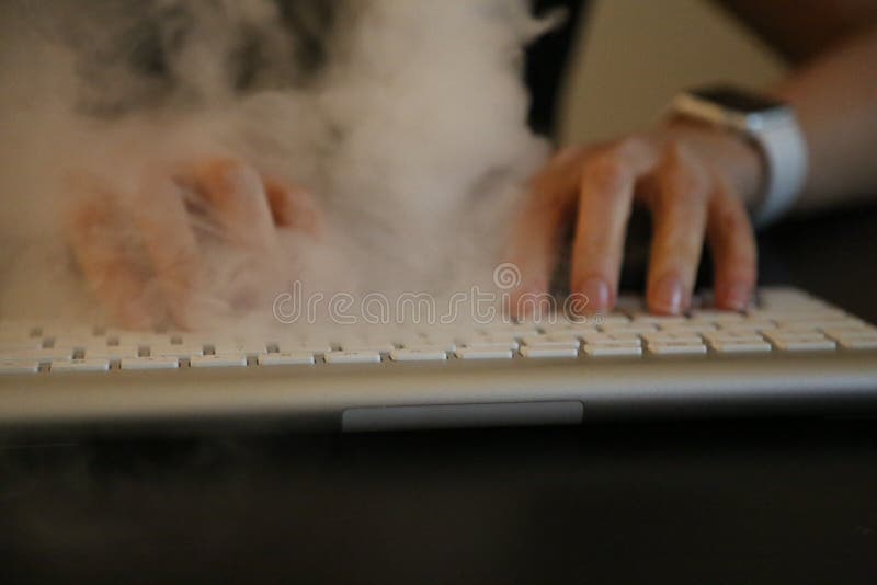 Concept Workaholic Smoke Over Keyboard Stock Photo - Image of ...