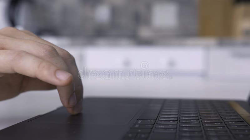 Concept of Working at Home during Isolation. Action. Side View of Male ...