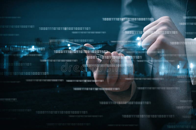 Concept of Working on Mobile Devices with Digital Data Stock Image ...