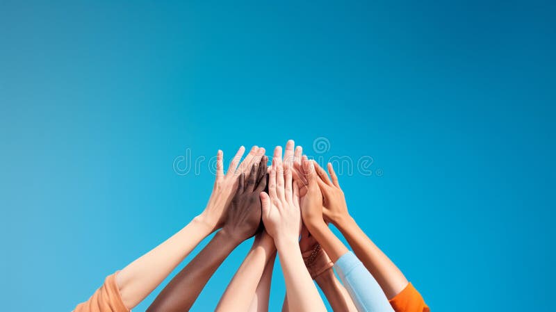 Concept of Working Together with Hands. Teamwork.Generative AI Stock ...