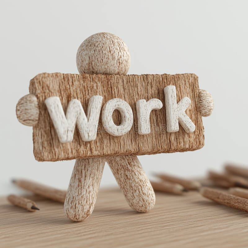 Concept of Workload Burden Depicted by Wooden Figure Carrying Work Sign ...