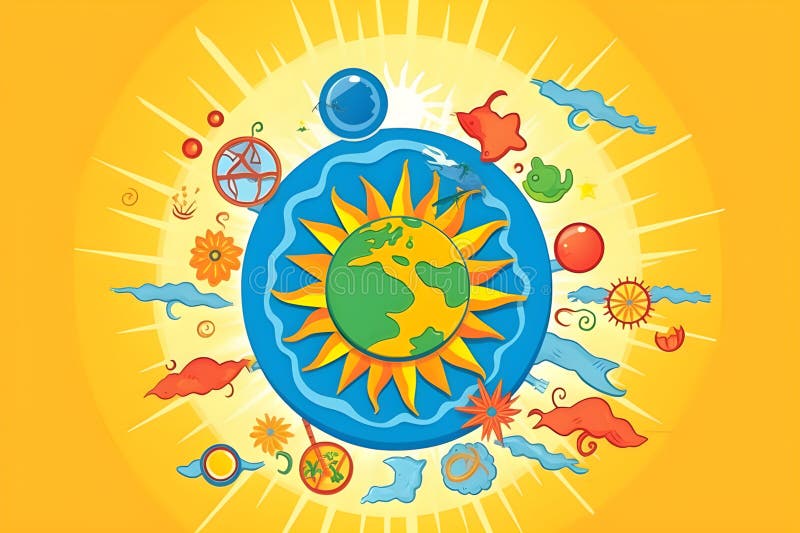 Concept World Earth Day..Four Elements. Generative AI Stock ...