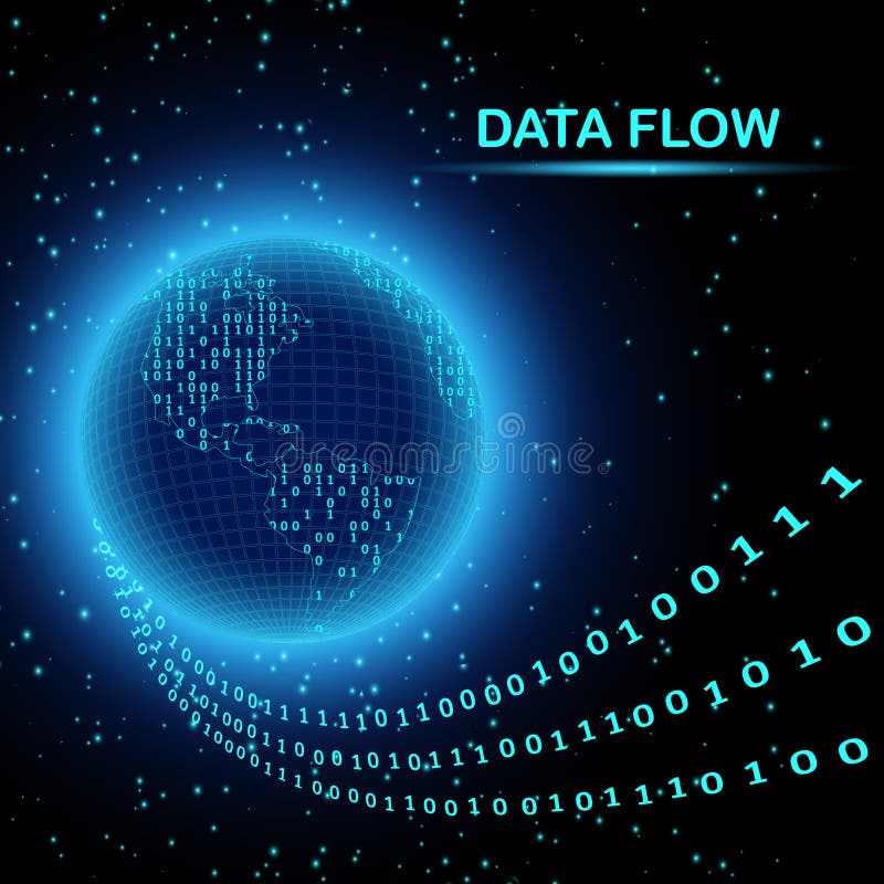 Binary Code On Abstract Technology Background Data Stream Stock Vector