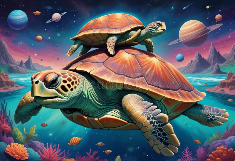 The Concept of a World Turtle Stock Illustration - Illustration of ...