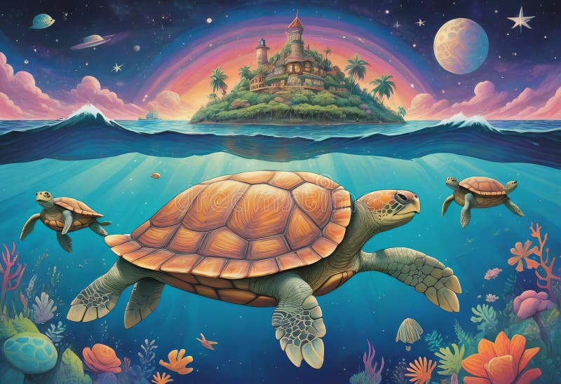 The Concept of a World Turtle Stock Illustration - Illustration of ...