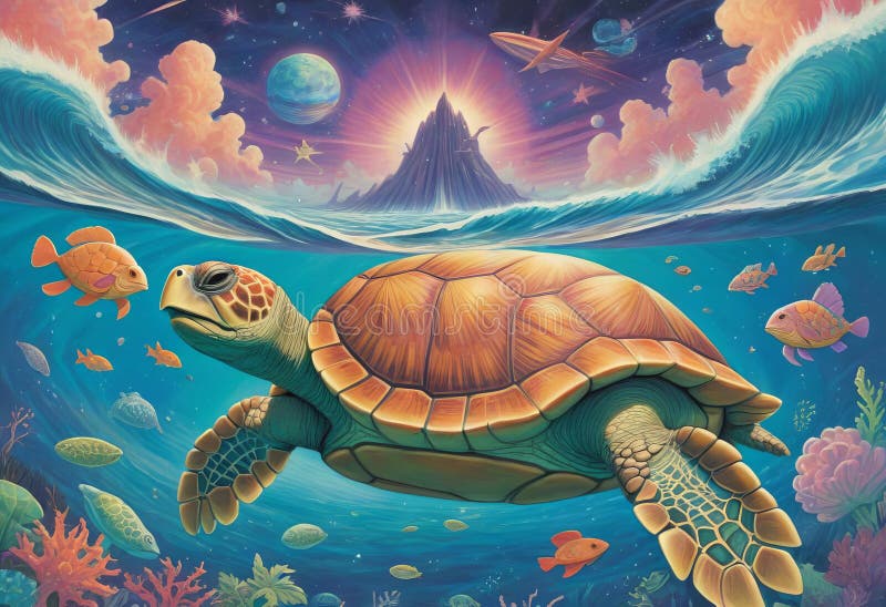 The Concept of a World Turtle Stock Illustration - Illustration of ...