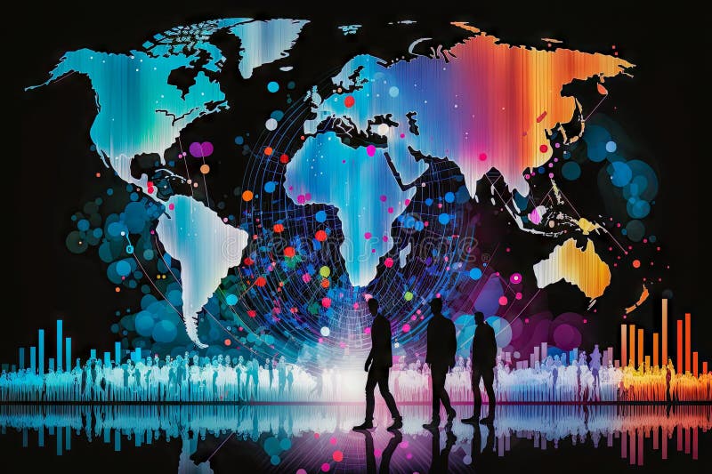 Concept of the Worldwide Business, People on the Global Map Background ...