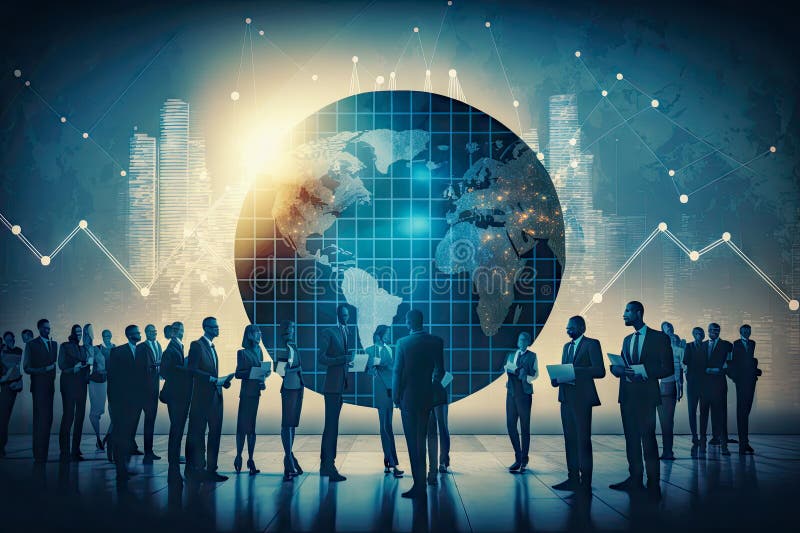 Concept of the Worldwide Business, People on the Global Map Background ...