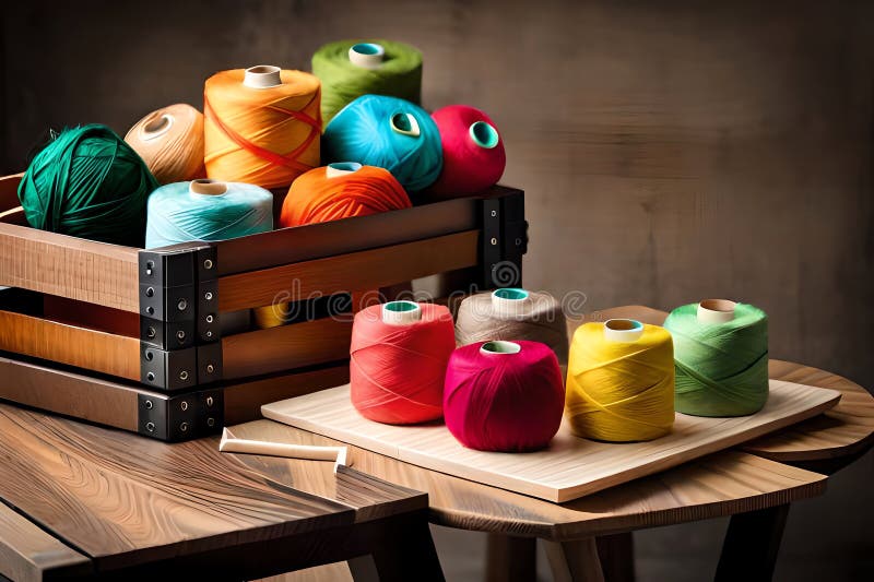 Yarn Colorful Threads Wool Threads. Generative AI Stock Illustration ...