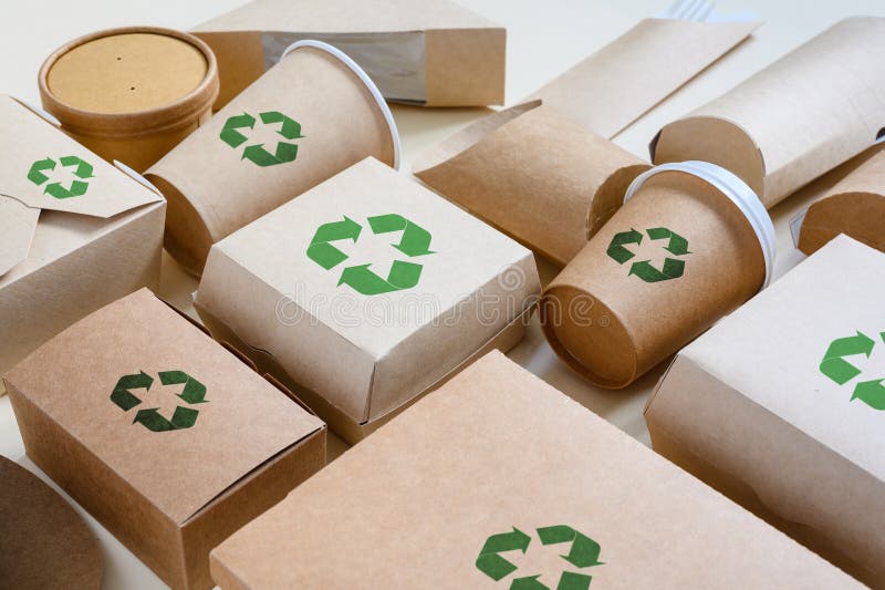 Concept of Zero Waste Recycling and Ecology. Disposable Food Packaging ...
